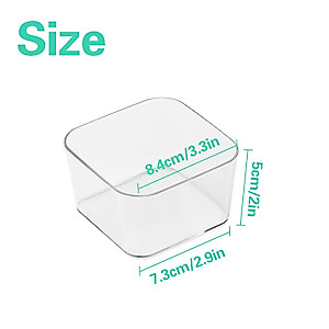 6pcs Clear Acrylic Storage Container, Desk Organizer Drawer Square Tray, Small Makeup Vanity Storage Bins Widely for Kitchen Cabinet, Tool, Office Desk, Gadgets, Pens, Paper Clips, No Lid
