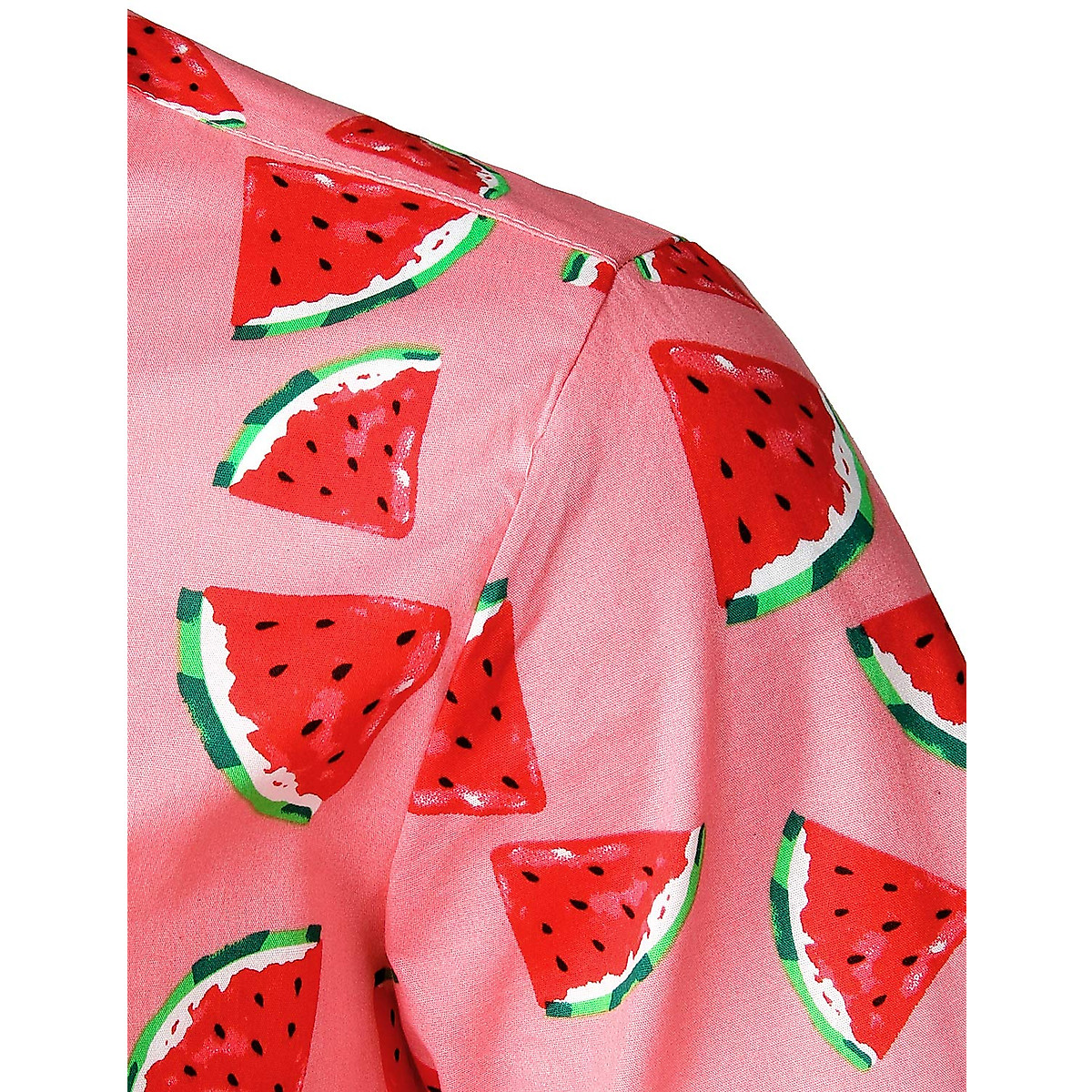 JOGAL Men's Cotton Button Down Short Sleeve Hawaiian Shirt Pink Red XX-Large