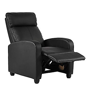 BestMassage Recliner Chair for Living Room Recliner Sofa Wingback Chair Single Sofa Accent Chair Arm Chair Home Theater Seating Modern Reclining Easy Lounge (Black)
