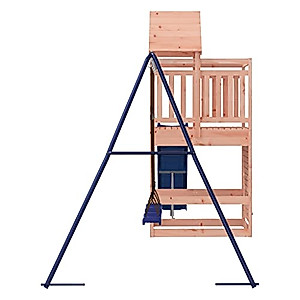 vidaXL Swing Set, Outdoor Backyard Wooden Playset Playground Equipment with Slide, Playground Set for Kids Age 3-8 Years, Solid Wood Douglas