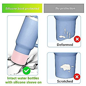 2Pcs Silicone Bumper Boot for Stanley Quencher Adventure 40oz Tumbler with Handle & Stanley IceFlow 20oz 30oz, Protective Water Bottle Bottom Sleeve Cover, Stanley Tumbler Accessories (Pink 2pcs)