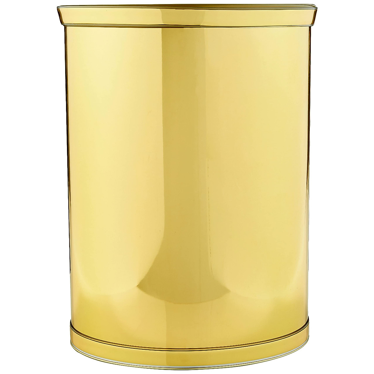 Kraftware Polished Brass Designer 14” Oval Wastebasket for Home & Office (76074)