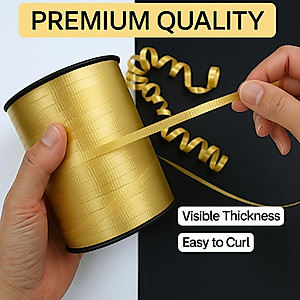 GiftExpress 500 Yards Gold Curling Ribbon for Balloon Ribbon, Balloon String, Gift Wrapping Supplies, Party Decorations, Art Crafts