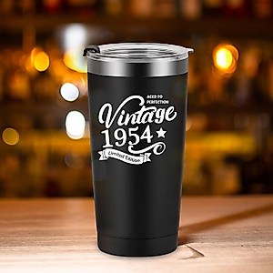 Greatingreat 1954 70th Birthday Gift for Women and Men - 70th Gifts for Parents - 70th Class Reunion - Mom Dad Wife Husband Present - 20oz Tumbler Cup Black