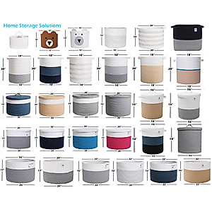 16" x 16" x 18" Extra Large Storage Basket with Lid, Cotton Rope Storage Baskets, Laundry Hamper, Cloth Bin, for Clothes Towels Blankets Pillows Storage in Living Room, Large Basket Grey with Cover