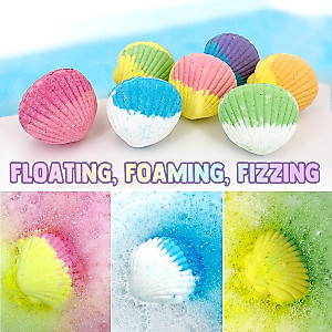 Magic Shell Bath Bomb Gift Set for Kids, 9 Pack Bath Bombs with Little Mermaid for Girls, Organic Bath Bombs with Surprise Inside.