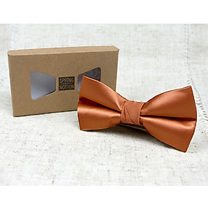 Spring Notion Men's Solid Color Satin Microfiber Bow Tie Rust