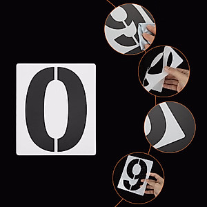 SHUESS 40 PCS 6 Inch Plastic Number Stencils Set, 0-9 Address Number Stencil Templates, Reusable Digital Painting Number Templates for Cake Stencil Number Painting Stencils Templates(with Tape）