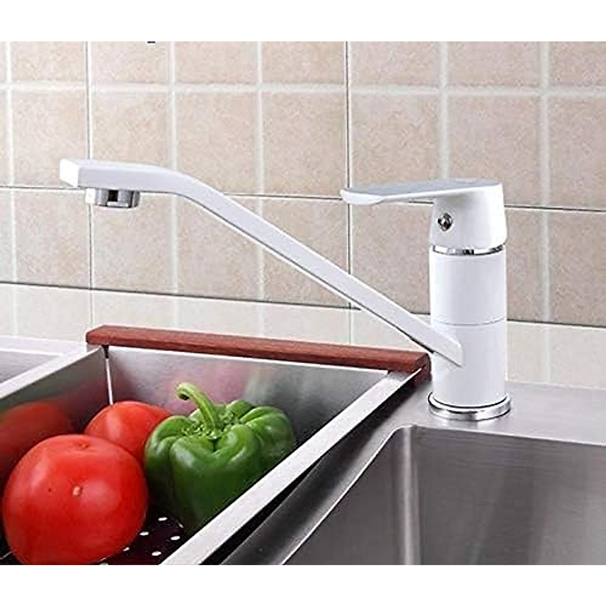 Kitchen Taps Brass Faucet Tap 1 Set White Fashion Style Multi-Color Bathroom Basin Faucet Cold and Hot Water Bath Sink Taps Mixer 360 Rotation