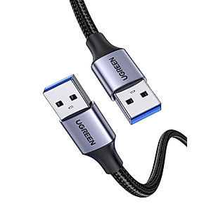 UGREEN USB 3.0 A to A Cable 3FT USB to USB Male to Male Nylon Braided Type A to Type A Cable Compatible with Hard Drive Enclosures DVD Player Laptop Cooler