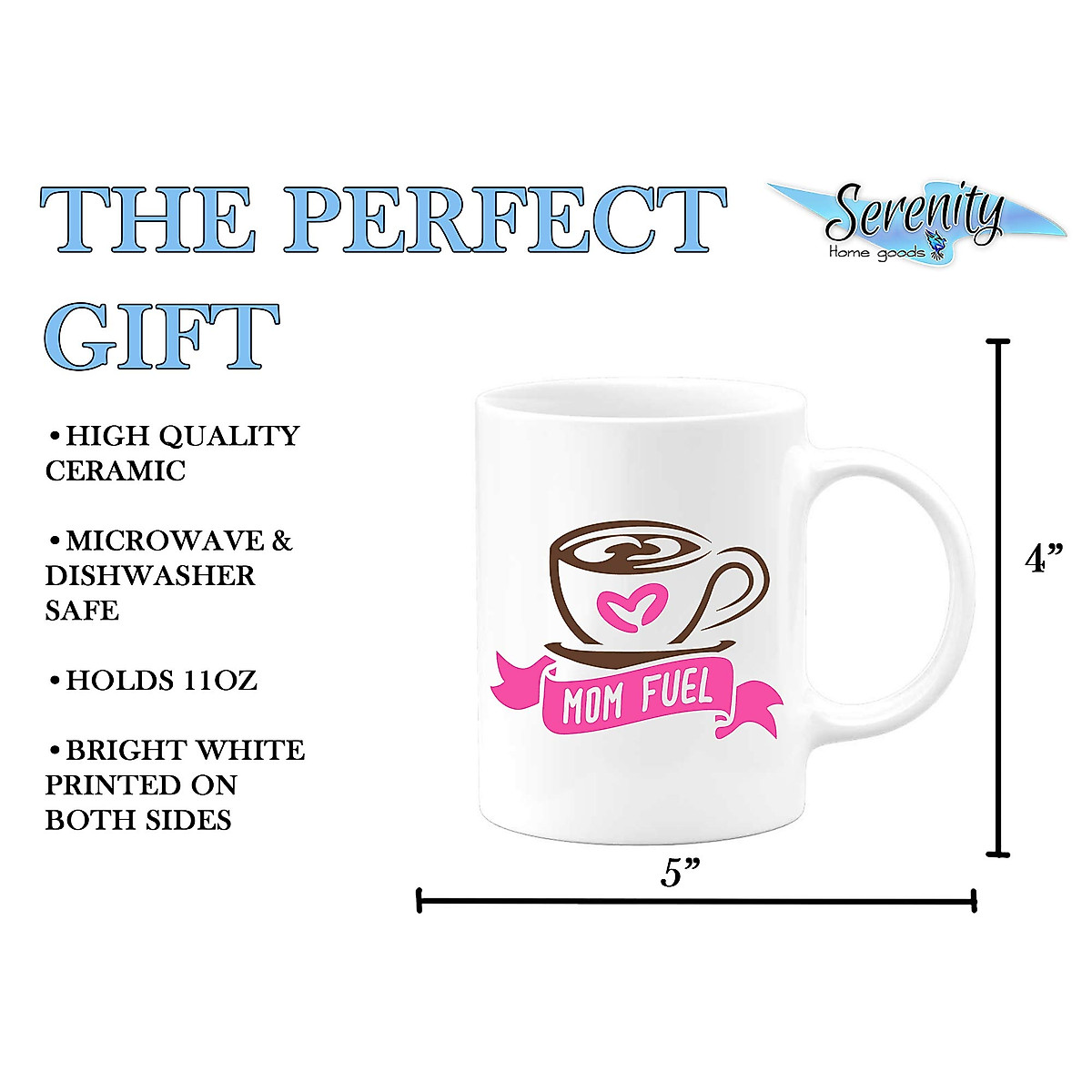 Mom Fuel Funny Coffee Mugs | Mothers Day Gifts Tea Mug | White 11 Ounce Ceramic Cup | Gift For Wife Mom Daughter Girlfriend Grandma | Country Rustic Farmhouse Style Kitchen Decor 2021