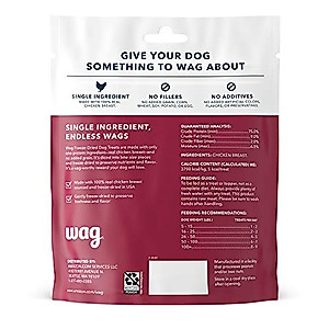 Amazon Brand - Wag Freeze-Dried Raw Single Ingredient Dog Treats Chicken Breast 3 Ounce (Pack of 1)