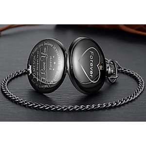 LYMFHCH Personalized Pocket Watch with Chain, Engraved “to My Son” “I Love You” Used for Birthday Christmas Graduation Gifts Pocket Watches