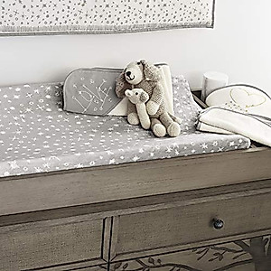 ED Ellen DeGeneres Starry Night - Soft Plush Velboa Grey, White Starburst, Encouraging Words Changing Pad Cover, Grey, White