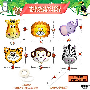 KatchOn, Huge Safari Jungle Animal Balloons - Pack of 6, Safari Animal Balloons | Safari Balloons, Zoo Birthday Party Decorations | Animal Birthday Party Decorations, Wild One Birthday Decorations