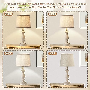 Drawealth Farmhouse Bedside Table Lamp with USB Charging Ports Traditional Bedroom Lamps for Nightstand Set of 2 White Table Lamp for Living Room Study Room Washed Finish, Bulbs Not Included