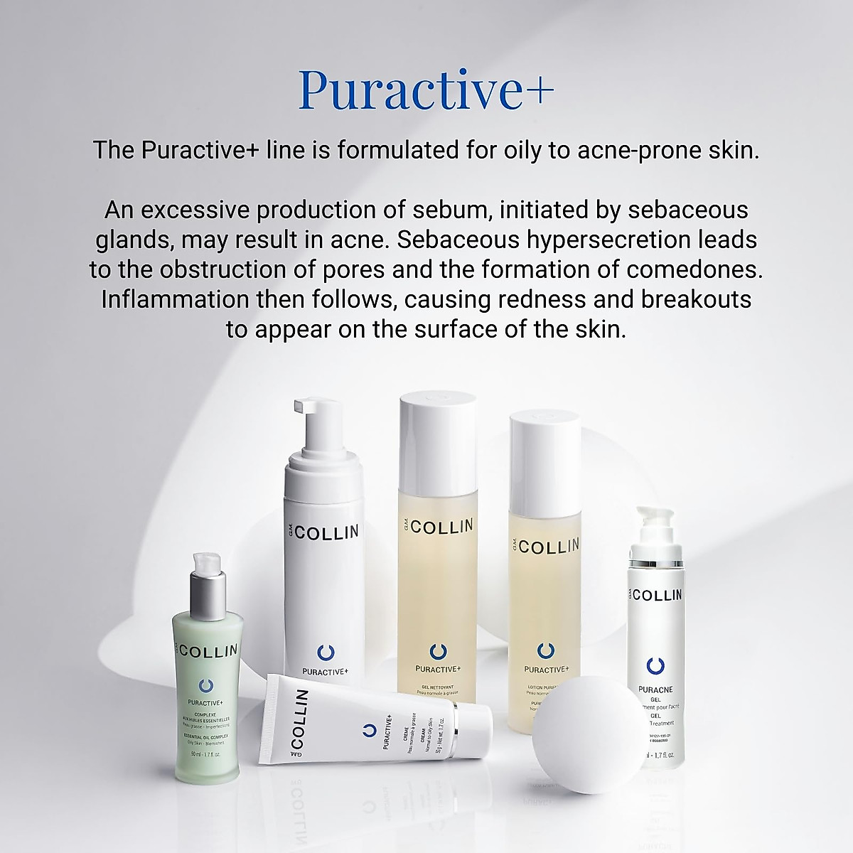 G.M. COLLIN Puractive+ Cream | Moisturizing Face Cream for Oily to Acne-Prone Skin | Reduces Excess Oil, Matifies the Skin and Tightens Enlarged Pores