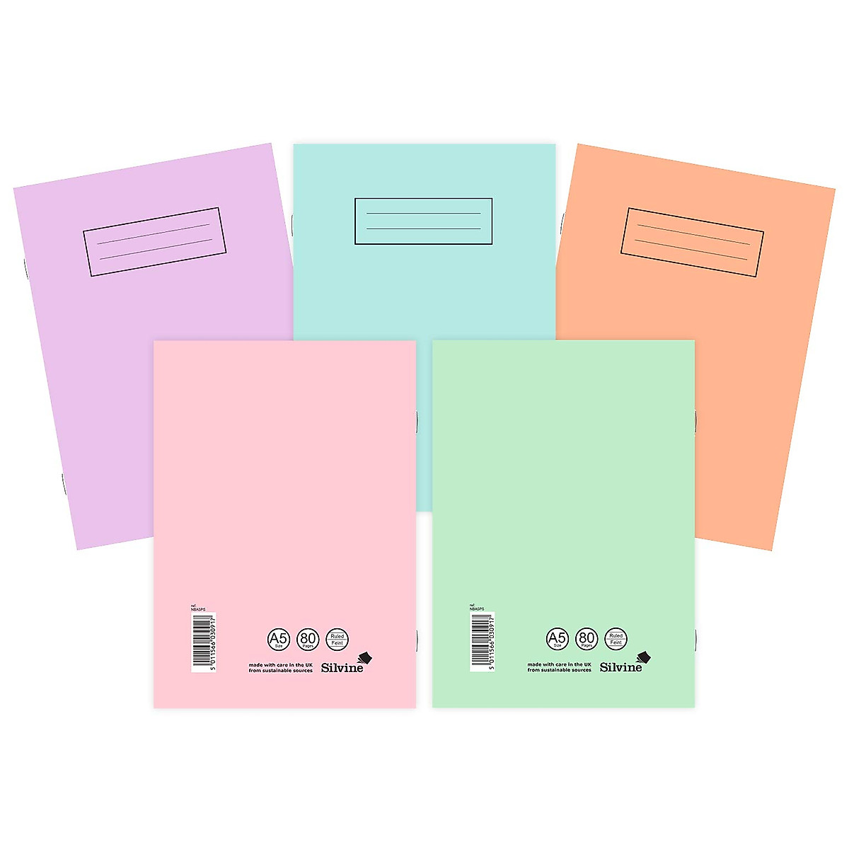 Silvine A5 Notebooks Assorted Pastel Colours (Pack of 10)