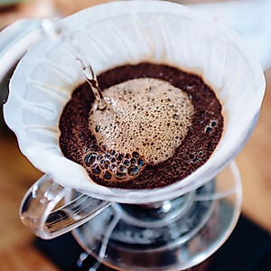 Hario Pour Over Coffee Starter Set Craft Coffee Maker Dripper, Glass Server, Scoop and Filters Size 02, Black