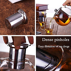 HKKAIS Glass Teapot with Removable Infuser Stovetop & Microwave Safe Borosilicate Clear Glass Teapot (22OZ)