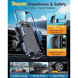 VANMASS [Upgraded] Car Phone Mount, [Strong Suction & Military-Grade] Cell Phone Holder Car Dashboard Windshield Air Vent, Handsfree Dash Stand for Universal iPhone 14 13 12 11 Pro XS Max 8 Samsung