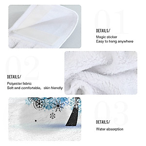 Winter Snowflakes Tree Kitchen Hanging Towel 14 x 18.2 Inch Snow Flower Ball Hand Tie Towels Set 2 Pcs Tea Bar Dish Cloths Dry Towel Soft Absorbent Thin Durable for Bathroom Laundry Room Decor