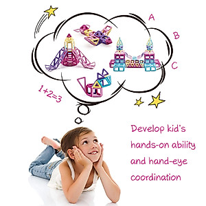 ASOK 3D Castle Magnetic Building Tiles 160pcs Development & Educational Magnetic Blocks Toys for Boys and Girls Ages 3 4 5 6 7 8 Years Old Macaron Color Learning Toys Gifts for Children Kids