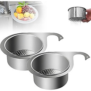 2PCS Stainless Steel Sink Drain Strainer Basket, Drain Basket Quick Drain Kitchen Tools for Food Strainer or Storage Rac