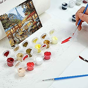 Newsight Paint by Numbers for Adults & Kids & Beginners DIY Acrylic Painting Gift Kits Drawing Paintwork with Paintbrushes(16 * 20 inch Street Under Eiffel Tower)