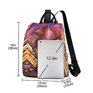 senya Fashion Backpack Purse for Women, African American Woman Ethnic Backpack Shoulder Bag for Women