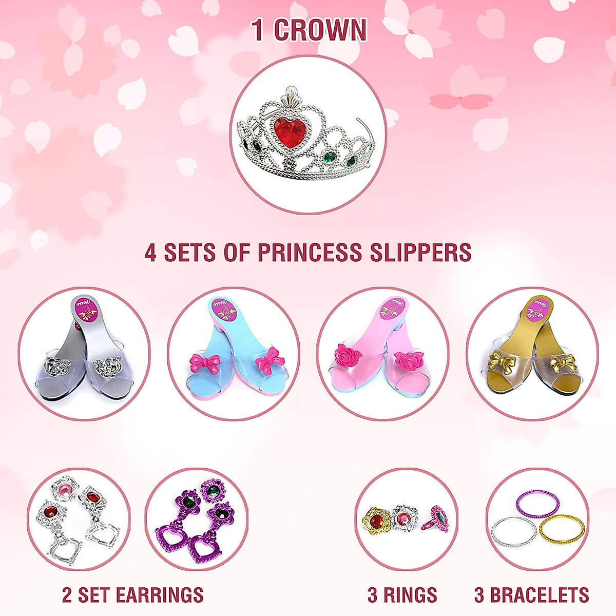 fash n kolor Princess Dress Up Pretend Play Shoes set, Jewelry Boutique, Fashion Princess Toys Accessories for Little Girls Dress Up Costumes for play gift set, For ages 3,4,5,6 Years Old and up