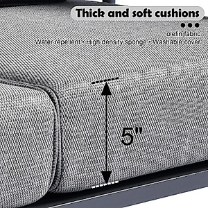 HOOOWOOO Aluminum Outdoor Patio Furniture Set,6 Piece Outside Mid Century Modern Couch,Weather Resistant Sofa Seating with Table Ottoman Cushion Arm,Grey