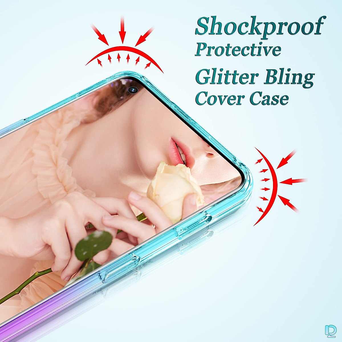 Dzxouui for OnePlus 10 Pro Case with Screen Protector, Women Girls Cute Clear Glitter Flowing Quicksand Soft TPU Phone Case Cover for OnePlus 10 Pro 5G - Teal/Purple