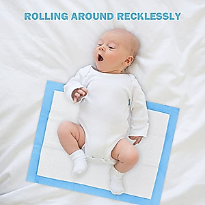 REFLYAWAY Baby Disposable Changing Pads - Soft Non-Woven Fabric (25 Pads) Underpads 13 x 18 Inches Ultra Absorbent Waterproof Protective Pee Pads for Babies, Kids, Adults, Elderly（Small Blue）