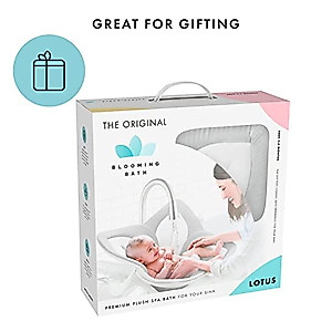 Blooming Bath Baby Bath Seat - Baby Tubs for Newborn Infants to Toddler 0 to 6 Months and Up - Baby Essentials Must Haves - The Original Washer-Safe Flower Seat (Lotus, Gray/White/Yellow)