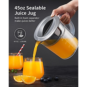 GDOR Powerful 1200W Juicer with Larger 3.2" Feed Chute, 45oz Large Juice Jug, Centrifugal Juice Extractor Maker with Titanium Enhanced Cutting System, Dual Speeds, BPA-Free, Silver