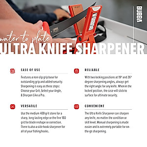 BUBBA Ultra Knife Sharpener with Non-Slip Grip Base and Sharpener Sheath for Manual Knife Sharpening for Any Blade