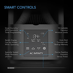 AC Infinity CLOUDFORGE T3, Plant Humidifier 4.5L with VPD Humidity Controls, 10-Level Precision Vaporizer, Extendable Targeting Hose and No-Leak Seal for Grow Tents