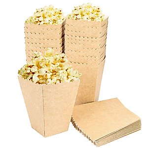 HOZEON 50 PCS 20 Ounces Paper Popcorn Boxes, Reusable Popcorn Containers for Party Movie Nights Theatre Themed Cinema Birthdays