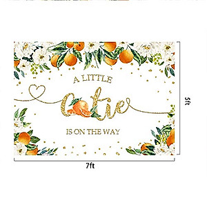 Lofaris A Little Cutie is On The Way Baby Shower Backdrop Citrus Orange Gender Reveal Background Greenery Orange Floral Newborn Baby Birthday Party Decorations for Girls Photo Booth Props 7x5ft