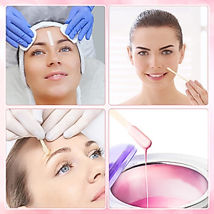 Waxing Kit with 400 White Wax Paper Cloth Eyebrow Strips, 200 Wooden Applicator Sticks for Body Hair Removal