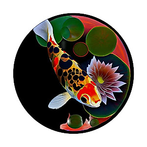 koi carp fish lilly pad flower japanese PopSockets Swappable PopGrip