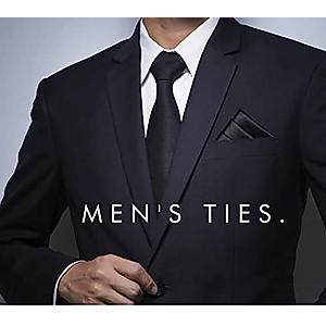 RBOCOTT Red Tie Necktie and Pocket Square with Tie Clip Sets for men Party Wedding and Business