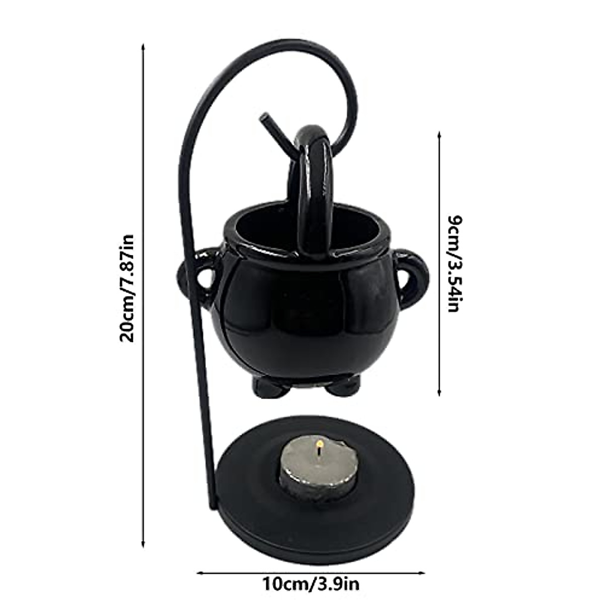 Hanging Cauldron Pagan Oil Burner with Handle, Halloween Wax Melter Cauldron, Halloween Ornament Wax Burner, Spirit Meditation Decorations, Essential Oil Incense Aroma Diffuser Home Decor