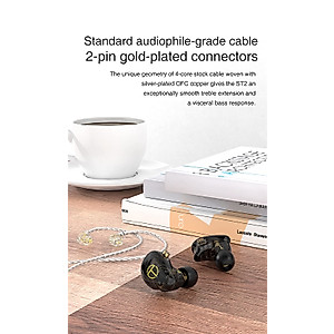 FEDAI TRN ST2 Extra Bass High Fidelity Earbuds,in-Ear Earphone Headphones Balanced Armature Driver Hybrid Technology Earphones Headset Over Ear Noise Cancelling Headphones Wired Earhook(Black mic) …