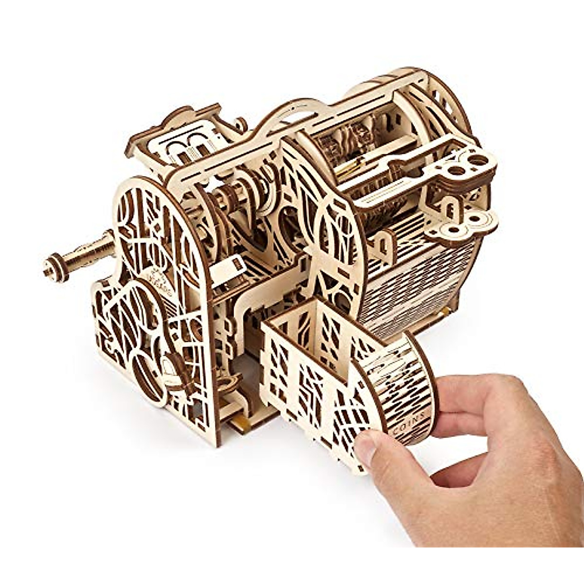 UGEARS 3D Puzzles Wooden Box - DIY Cash Register with Money Box - Exclusive Wooden Model Kits for Adults to Build - Vintage Wooden Mechanical Models - Self Assembly Woodcraft Construction Kits