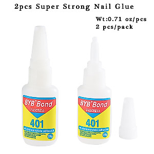 Nail Glue, Super Strong Nail Glue for Acrylic Nails, Professional Nail Glue for Nail Tips for Press On Nails Quick Dry Acrylic Nail Glue for Nail Tips Super Bond Fake Nails Glue Gel 0.71OZ 2 Bottles