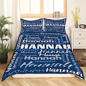 Amazing Personalized Name Bedding Set, Customized Name Bedding Full Twin Queen King, Custom Your Name Comforter Set 3 Pcs Bed Set With Name on It, Custom Name Bedroom Decor for Boys, Girls (Blue)