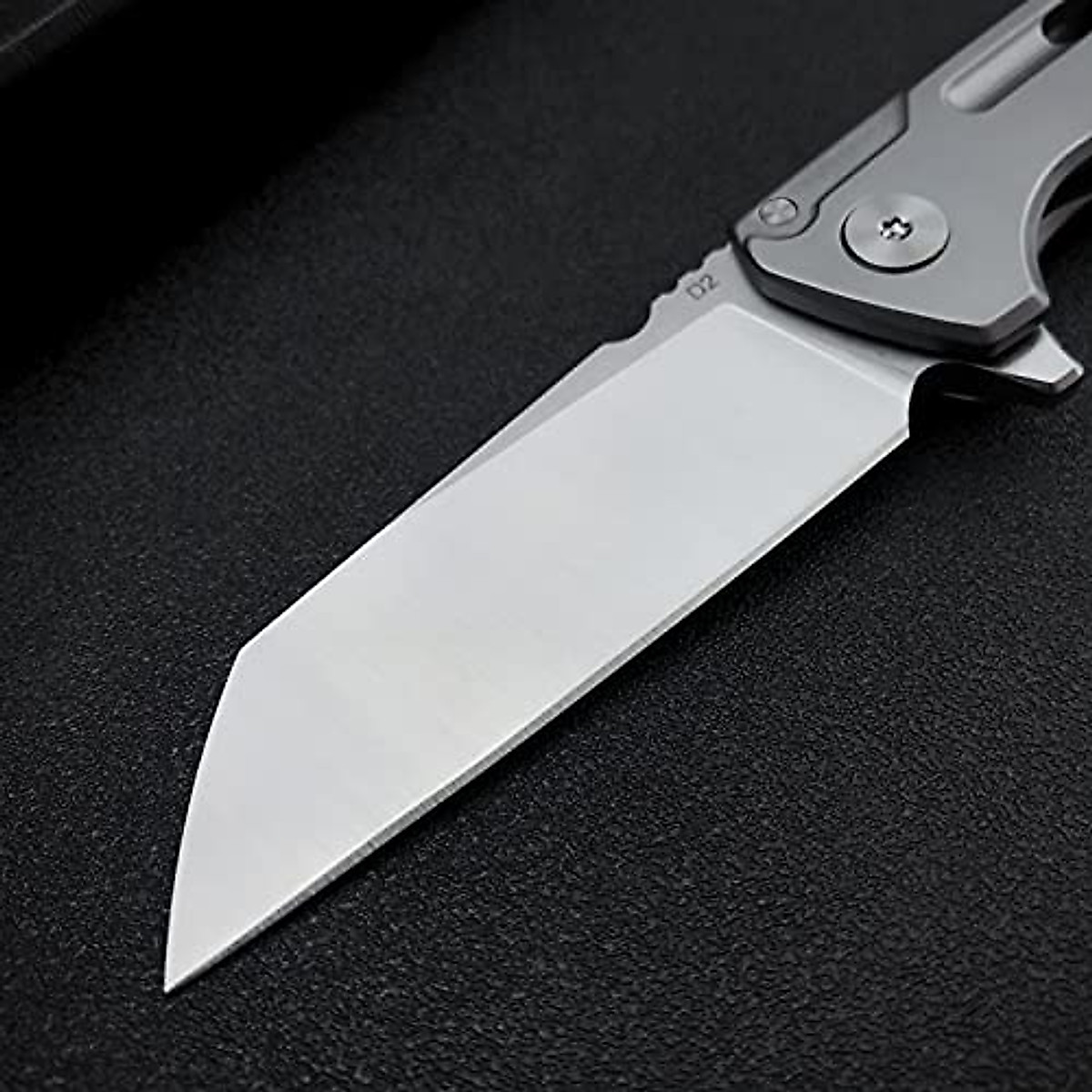 HUAAO 6.3’’ Tanto Folding Knife, D2 Steel Pocket Knife with Tanto Blade, Pocket Clip, Liner Lock, Flipper Knife for EDC Outdoor Camping Hiking