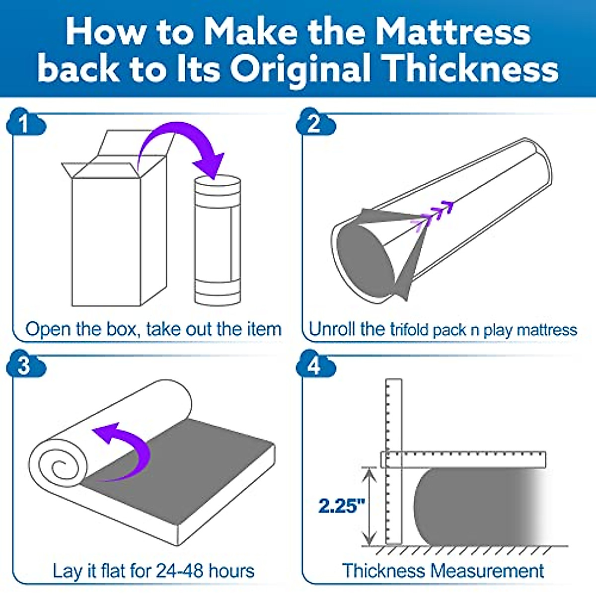 Pro Goleem Pack and Play Mattress, Trifold Fitted Waterproof and Portable Pad Soft Mini Crib Mattress for Toddlers, 38 X 26 X 2.25 Inch